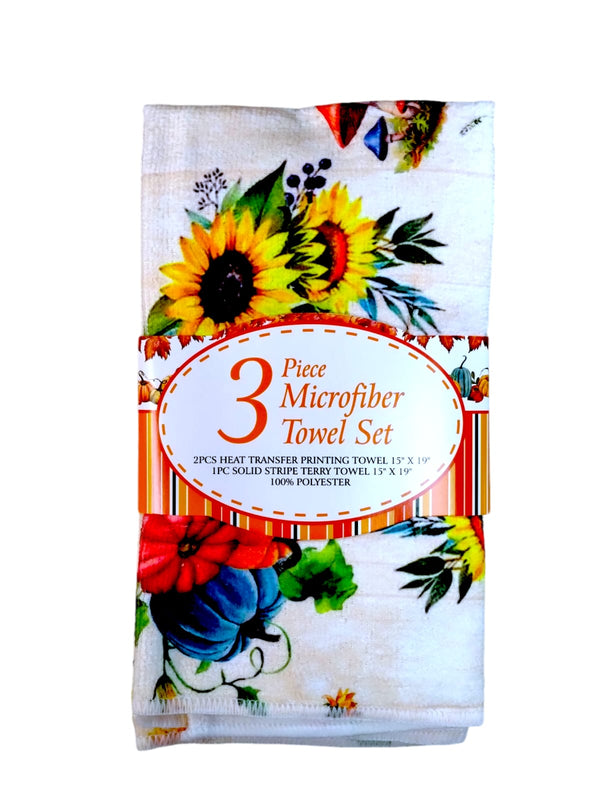 Fall- 3Piece Microfiber Towel Set "Pumpkins"